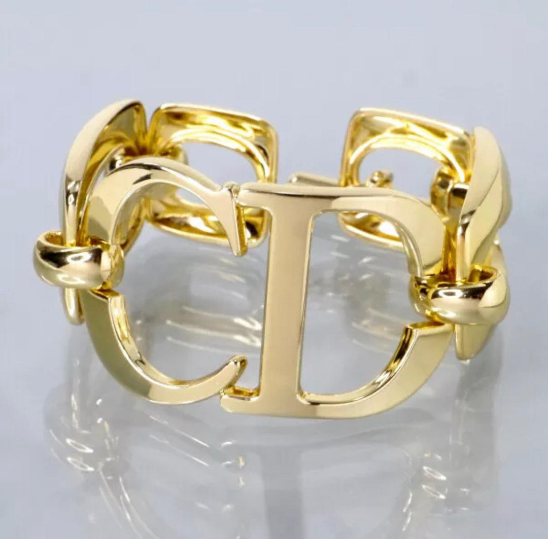 Vintage CHRISTIAN DIOR CD Logo Gold Plated Large Logo Charm | Moonstone ...