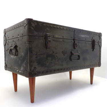 1946 Miller Coffee Table Trunk Military Army Footlocker Cabinet ...