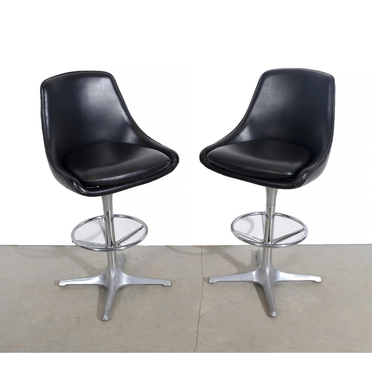 Chromcraft Bar Stools Swivel Seats Chrome Mid Century | Hearthside Home ...