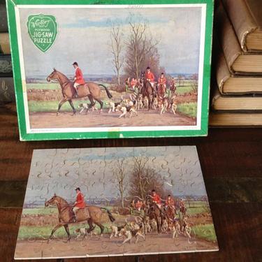 Wooden Puzzle Fox Hunt with Hounds Scene, 75 Pieces, | Jan's Vintage ...