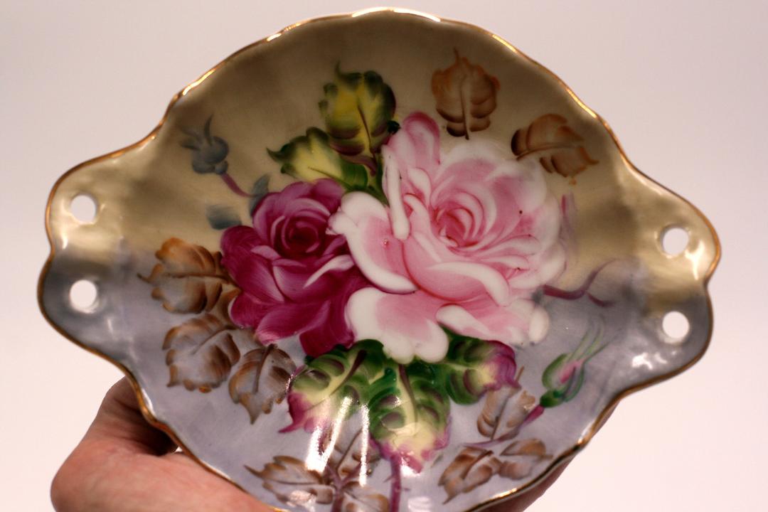 vintage Lefton hand painted bowl or candy dish with pink | Susan ...