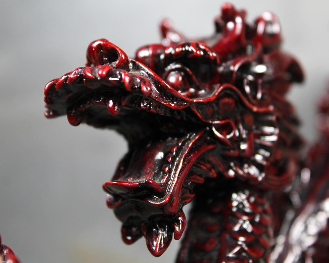 Vintage Ferocious Dragon - Red Resin Dragon Holding Fireball - | Bixley ...