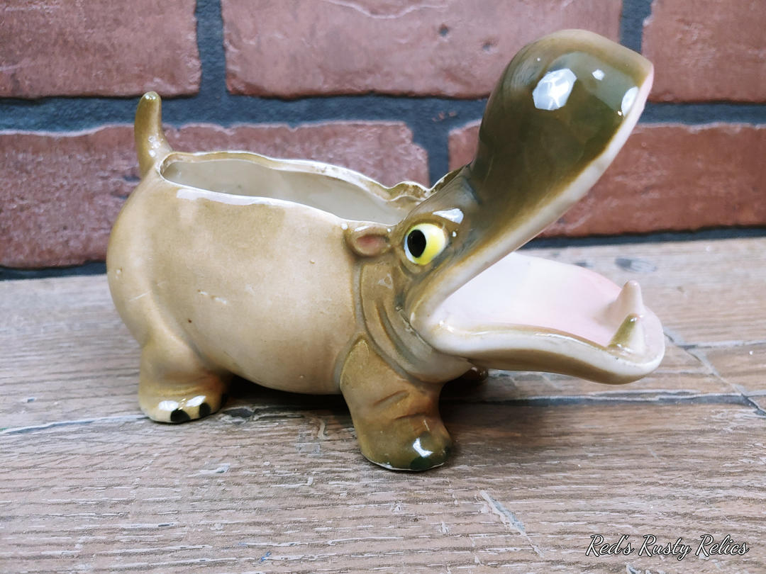 Japan Ceramic Hippo Jar/Planter/Container | Reds Rusty Relics | Blaine, MN