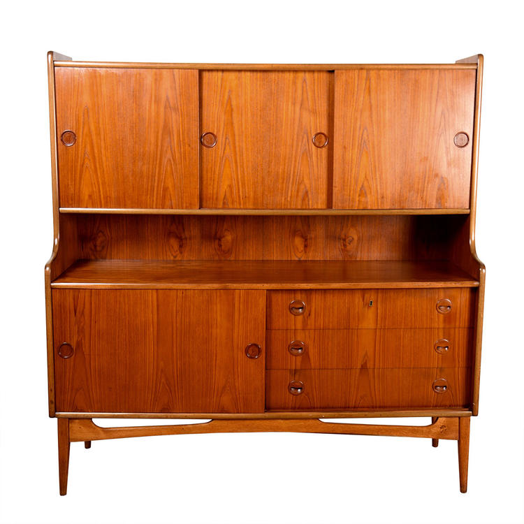 Danish Modern Teak Double Decker Tall Highboard | Modern Mobler ...