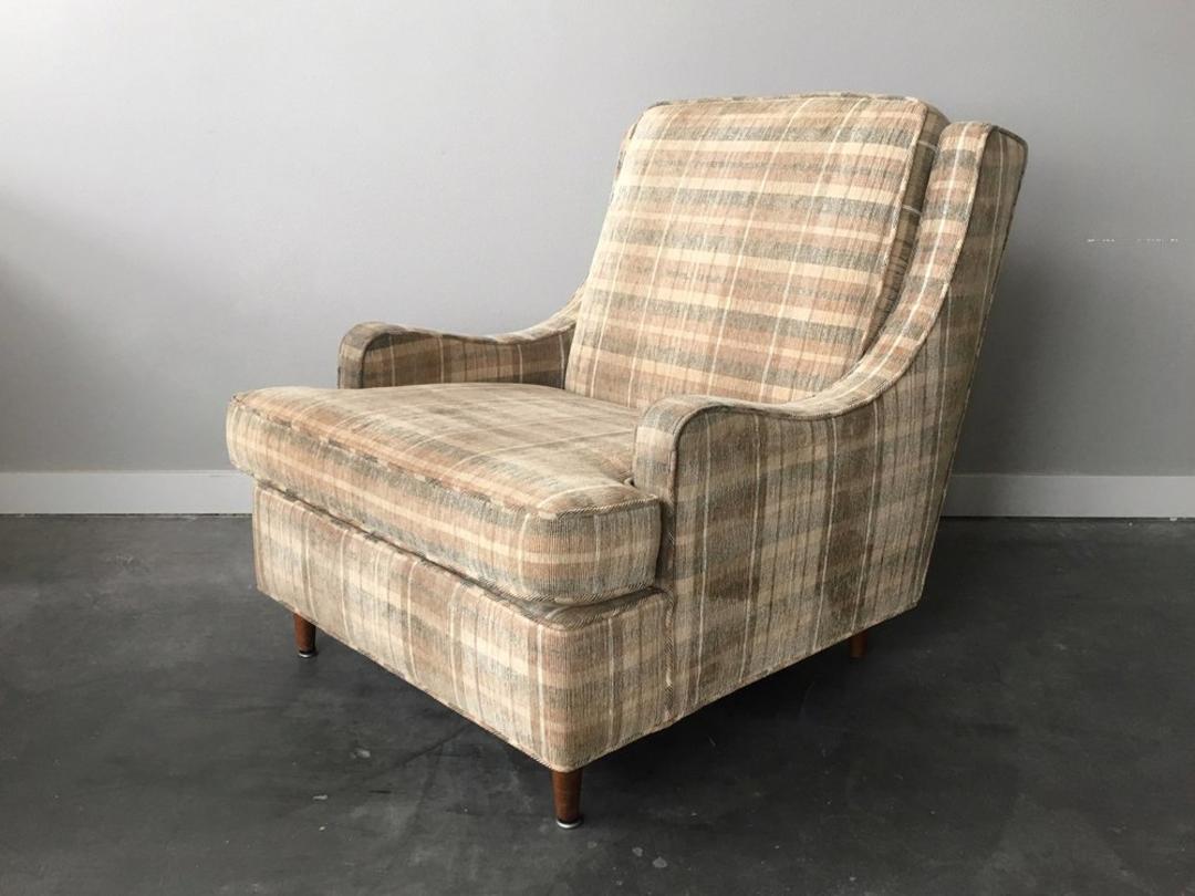 vintage mid century modern plaid lounge chair. | ReRunRoom | Seattle, WA