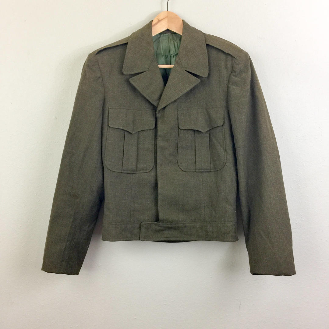 Vintage 50s ARMY Green Wool MILITARY Jacket Coat 1950s Mens | Flashback ...