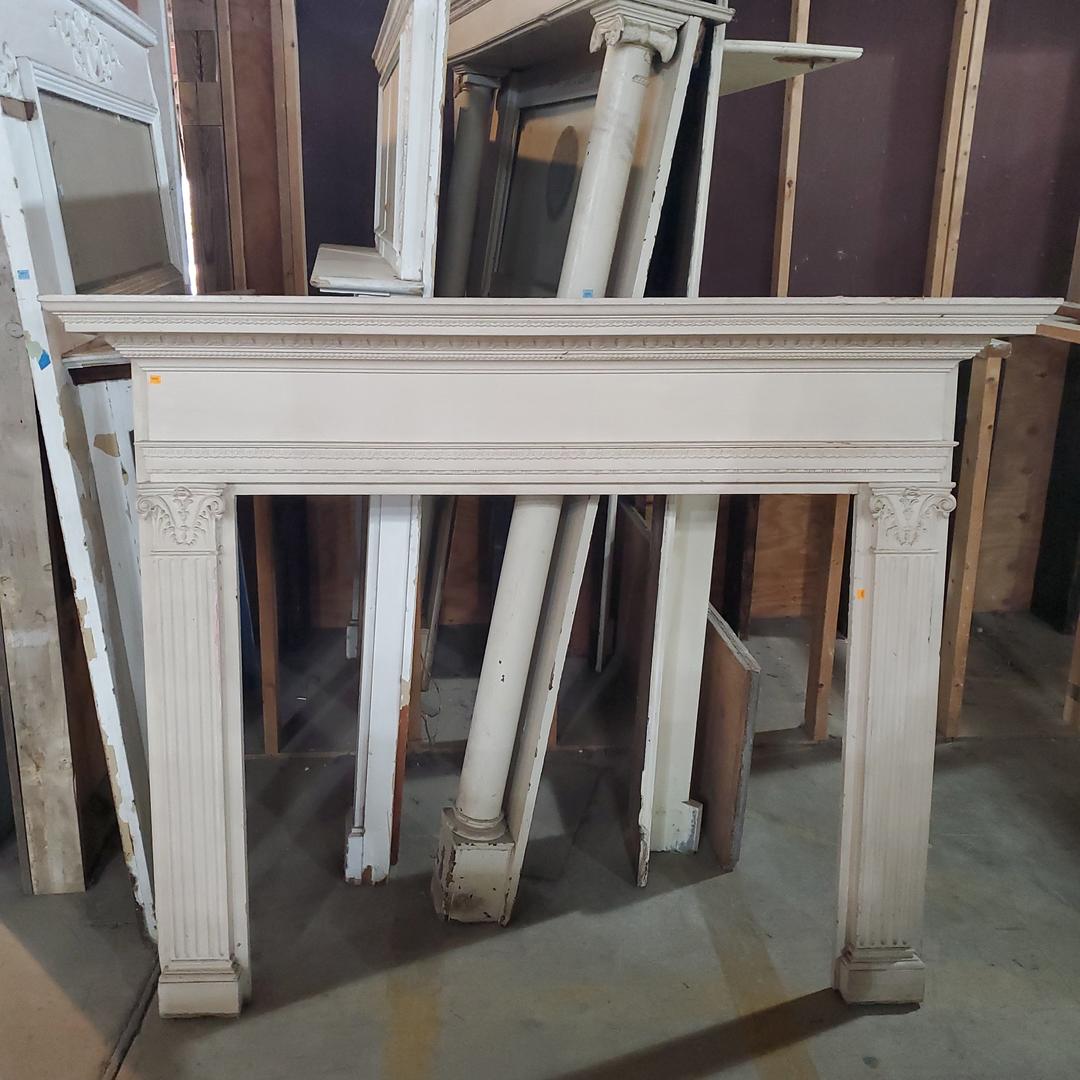 White Fireplace Mantel with Pilasters and Trim | Community Forklift ...
