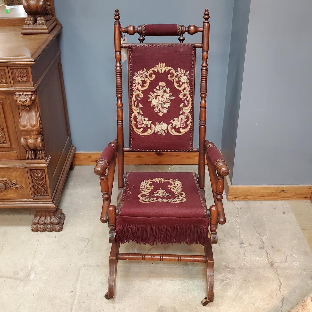 Victorian Needlepoint Platform Rocking Chair | Community Forklift ...