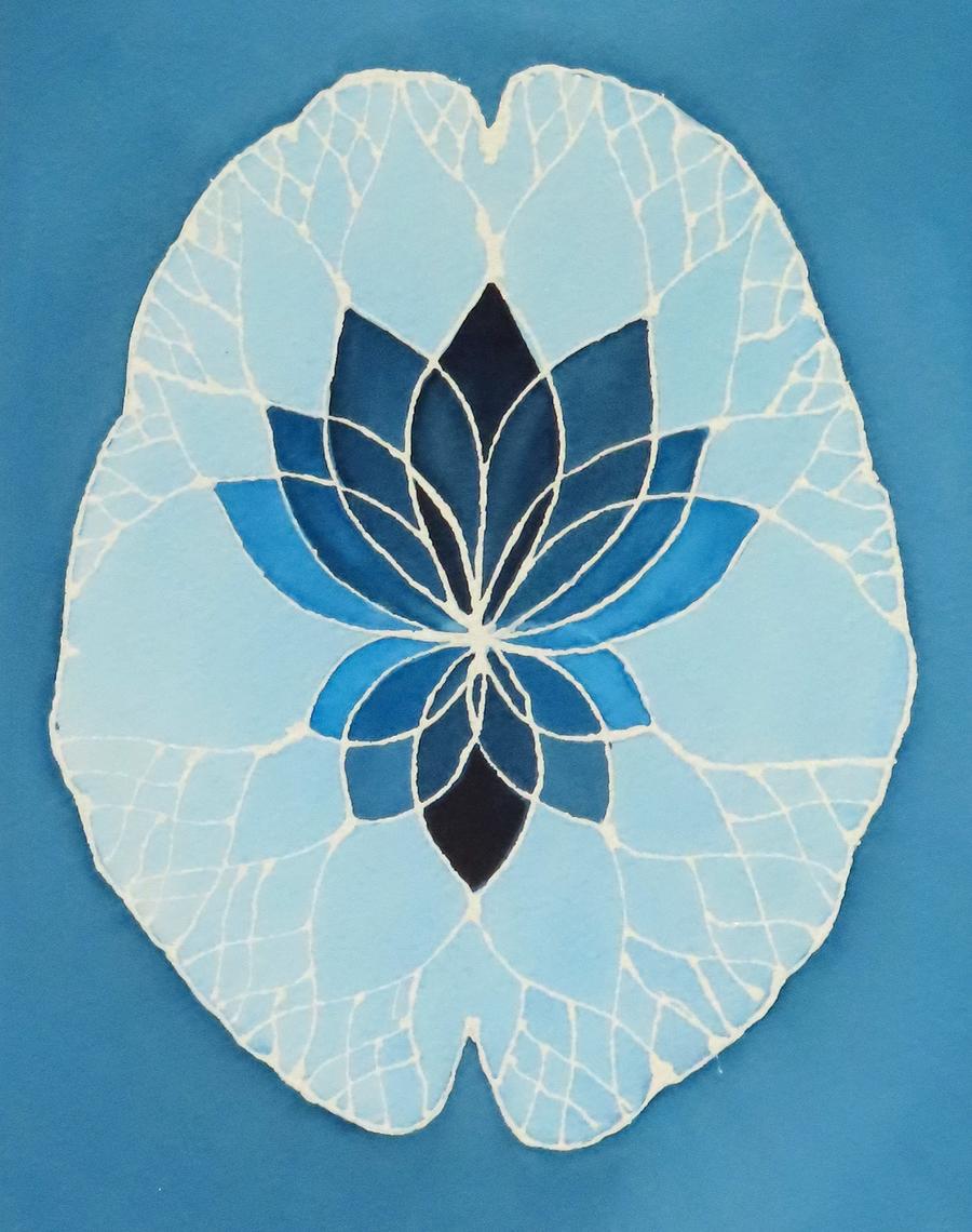 Blue Lotus Brain - original watercolor painting - neuroscience art ...