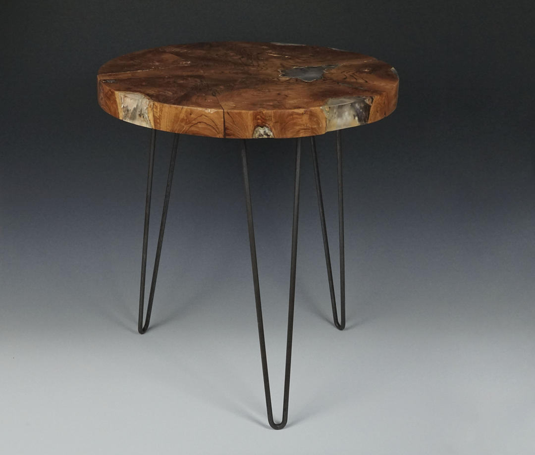 Vintage Burl Slab Table Wood Wooden Resin Acrylic Inlay | Vintage ...