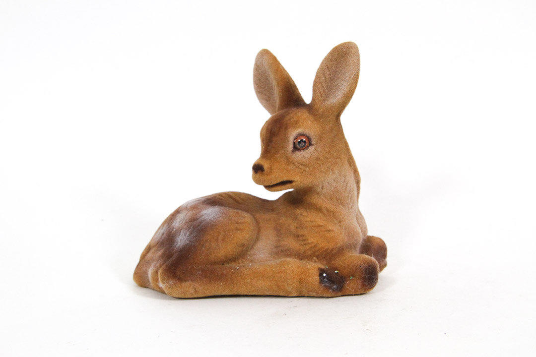 Vintage Flocked Blow Mold Deer Figurine, Fuzzy Furry Deer | Vintage ...