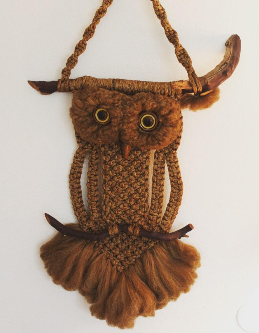 Vintage 1960’s mid century macrame owl wall hanging | Mama Tequila's ...