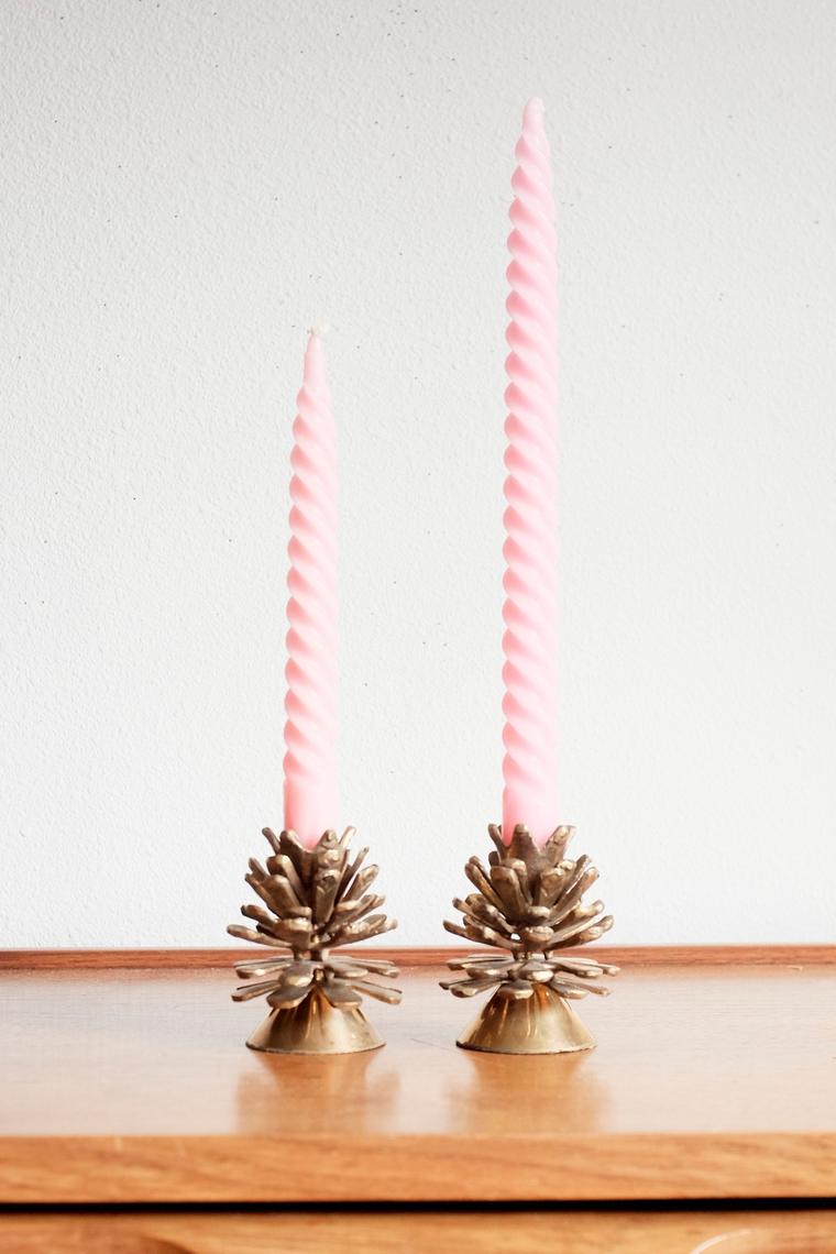 Vintage Brass Pinecone Candle Holders | Microscope Telescope | Seattle, WA