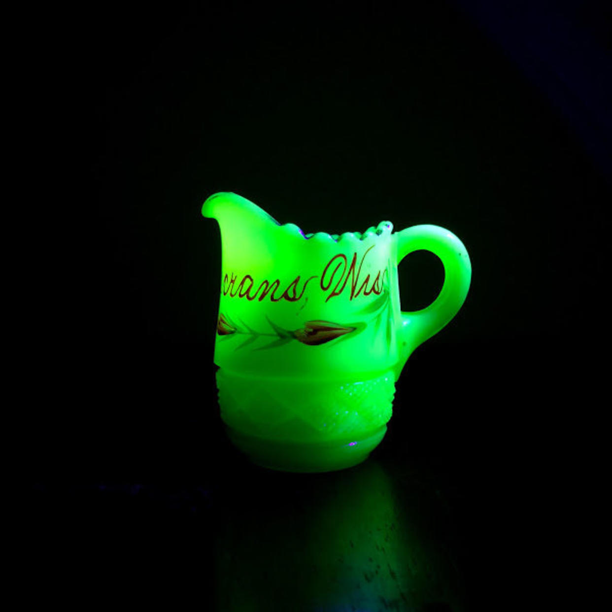 Vintage Souvenir Custard Vaseline Glass Creamer Rosecrans, Wisconsin ...