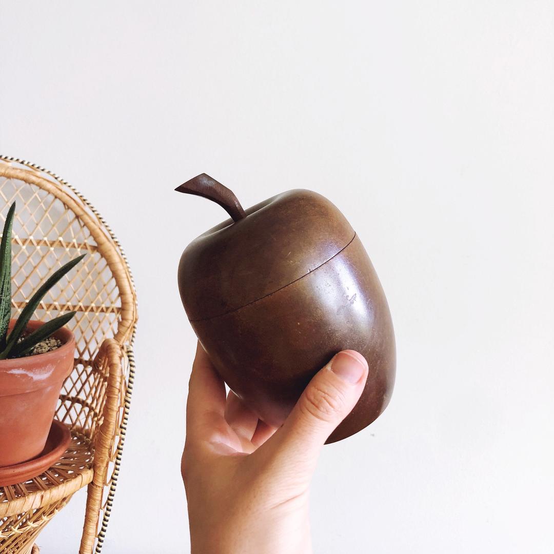 Vintage Scandinavian Carved Wooden Apple-Shaped Box | The Distillery ...