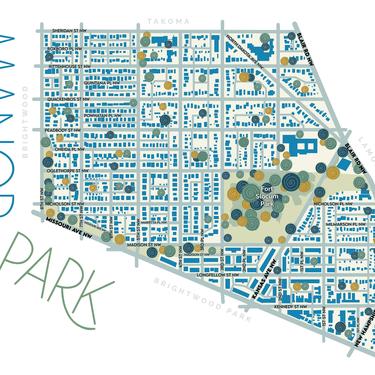 Manor Park DC neighborhood map art print 11x17 inches | Wild Places ...