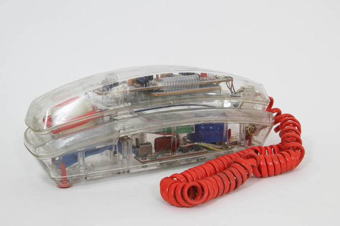 Vintage 1980s Transparent See Through Phone, Retro, Red Cord | Vintage ...