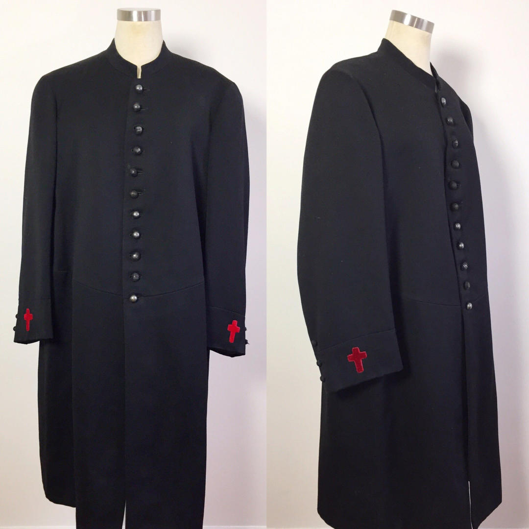 1940s Mens Chaplin Coat / Vintage Masonic Coat / Vintage Priest Jacket ...