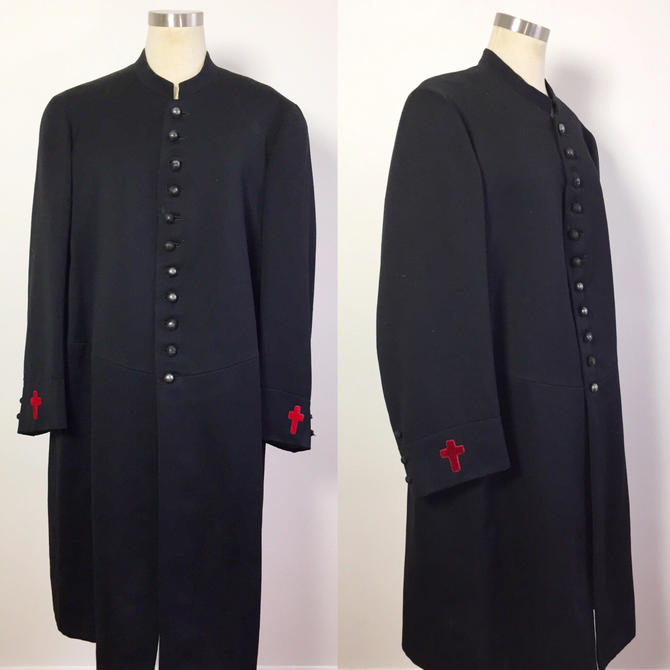 1940s Mens Chaplin Coat / Vintage Masonic Coat / Vintage Priest Jacket ...