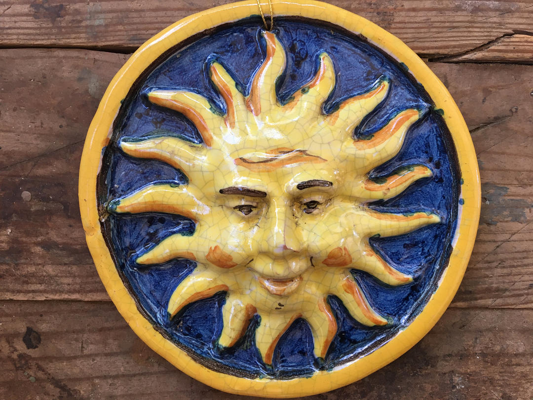Sunshine Plaque, Ceramic Sun Face, Signed By Artist, Talavera Look ...
