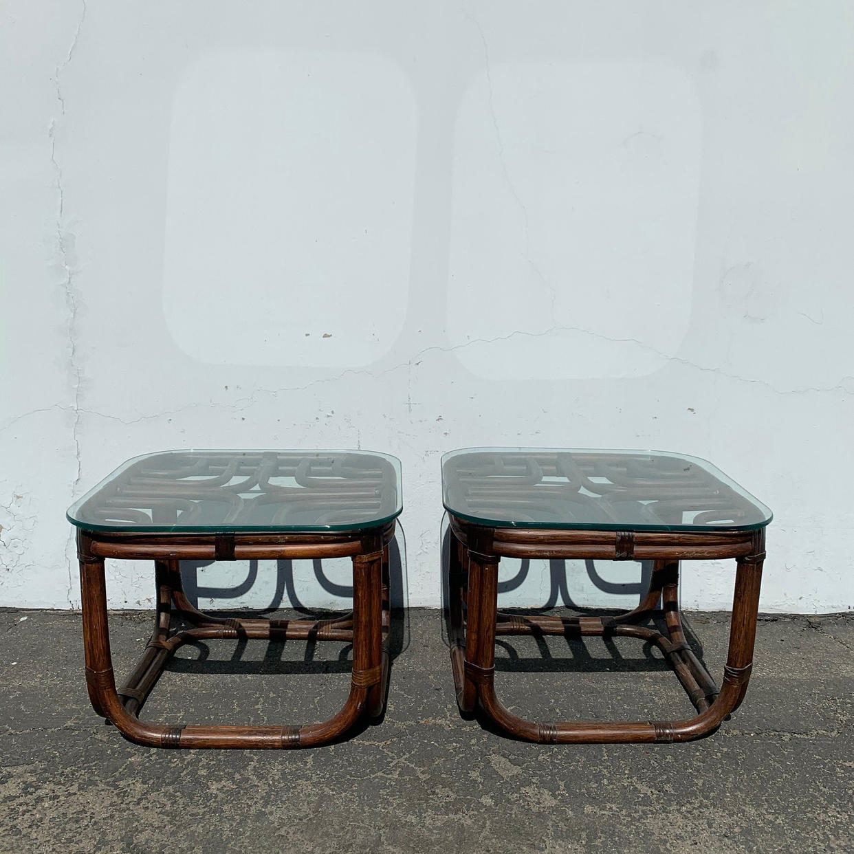 2 Rattan Tables Pair Coffee Cocktail Bohemian Boho Chic | Deja Vu ...