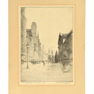 1930’s Etching “Art Institute Chicago” Michigan Avenue Scene sgnd ...