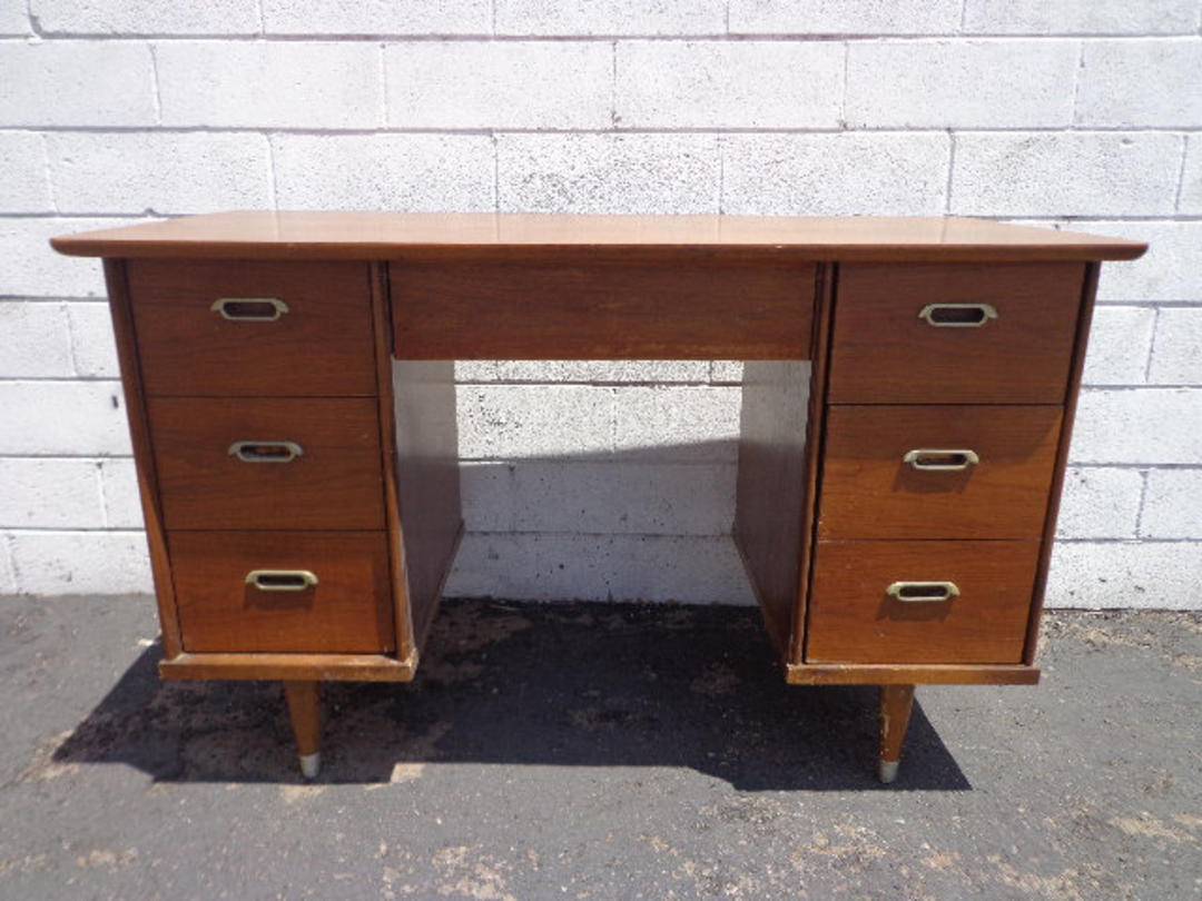 Mid Century Modern Desk Vanity Table Wood MCM Walnut Danish | Deja Vu ...