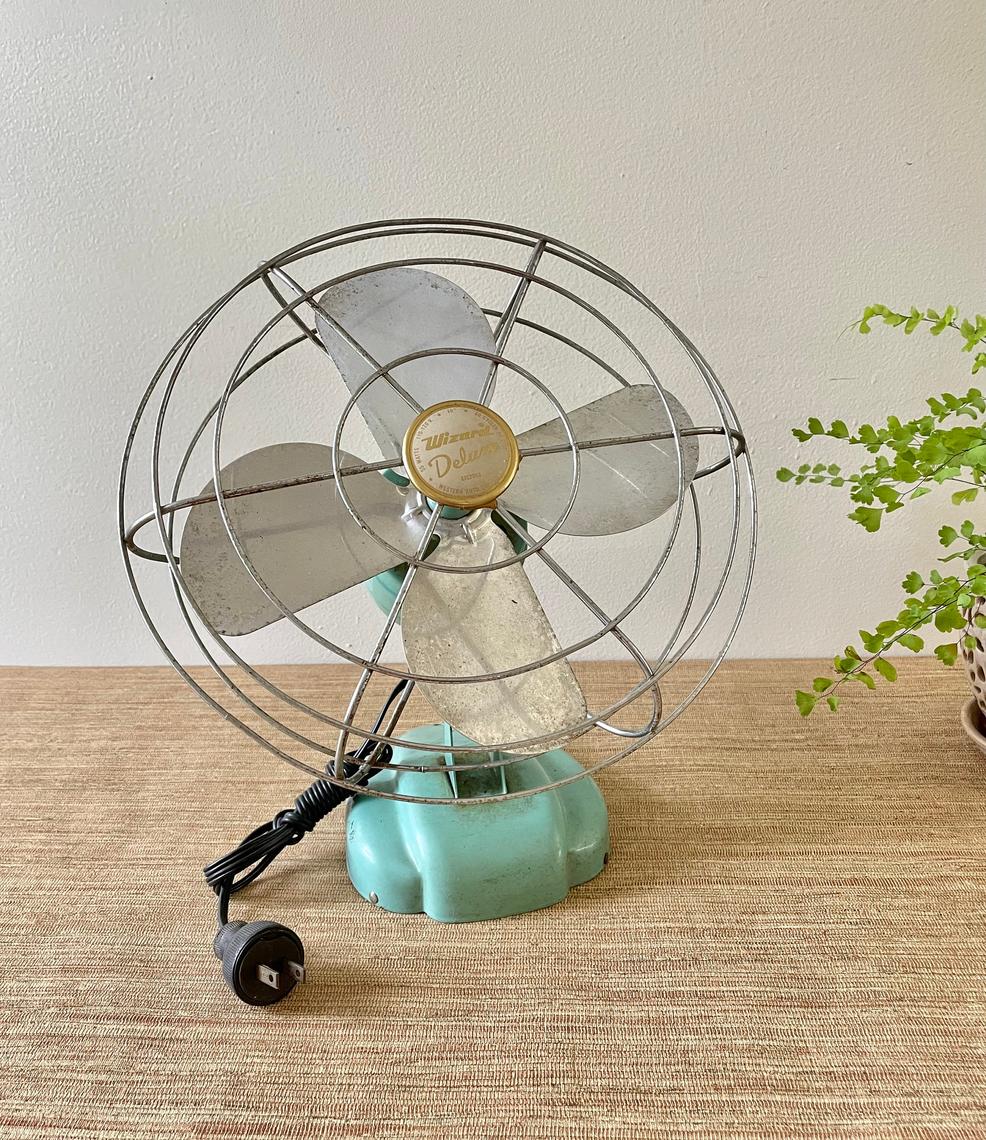 Vintage Fan - Wizard Deluxe Fan - Aqua Blue - 6 | Soulful Vintage ...