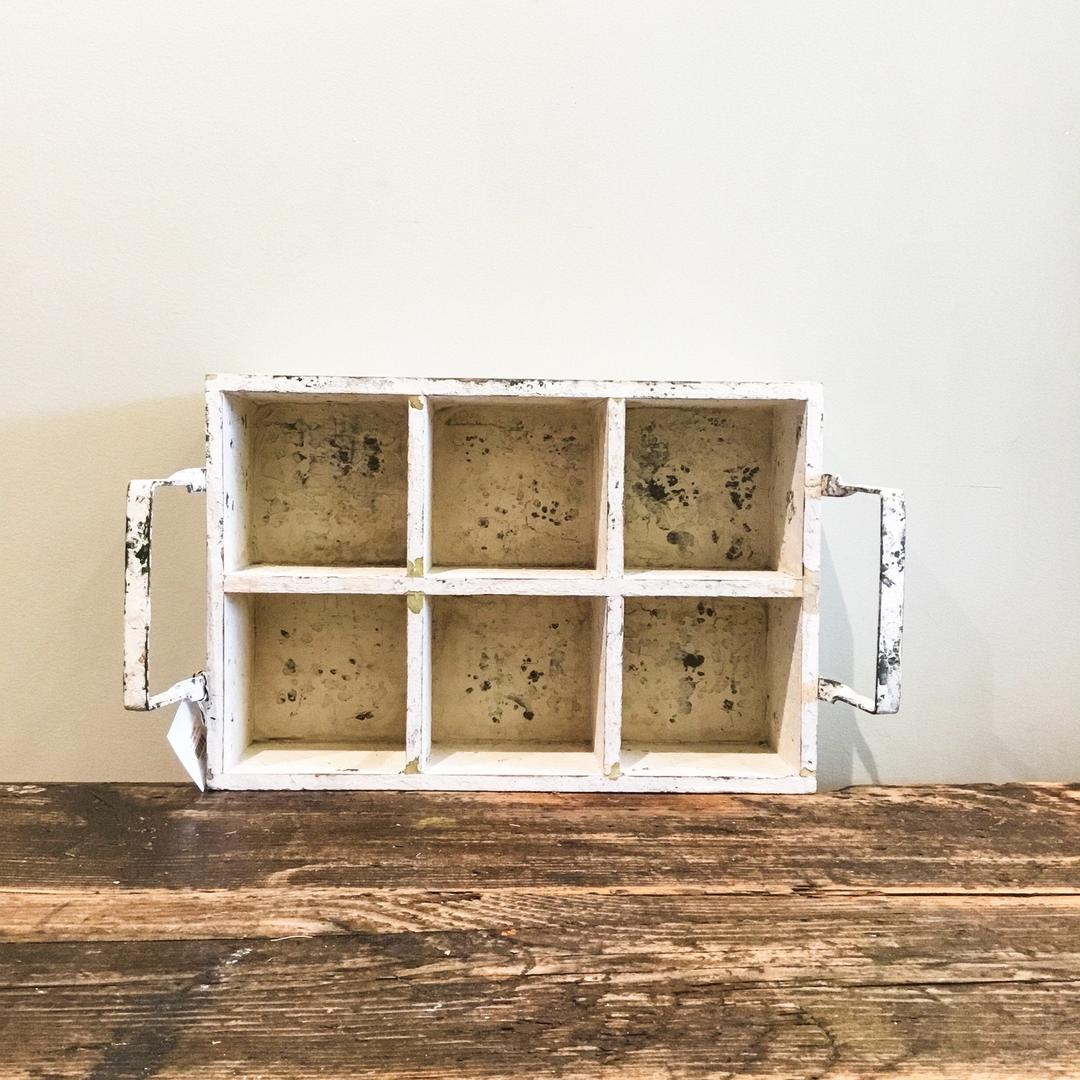 Divided Wood Box | White Wood Tote | Desk Organizer | Craft Organizer ...