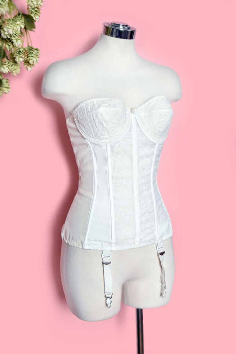 Vintage White Corset Girdle Merry Widow Bra Lingerie Bustier 1950's, 4 ...