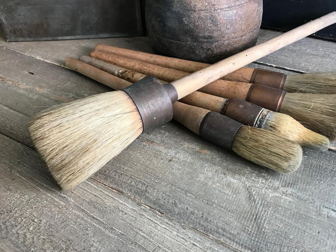 1 French Copper Paint Brush, Industrial Decor, Round Brush, Wood Handle ...