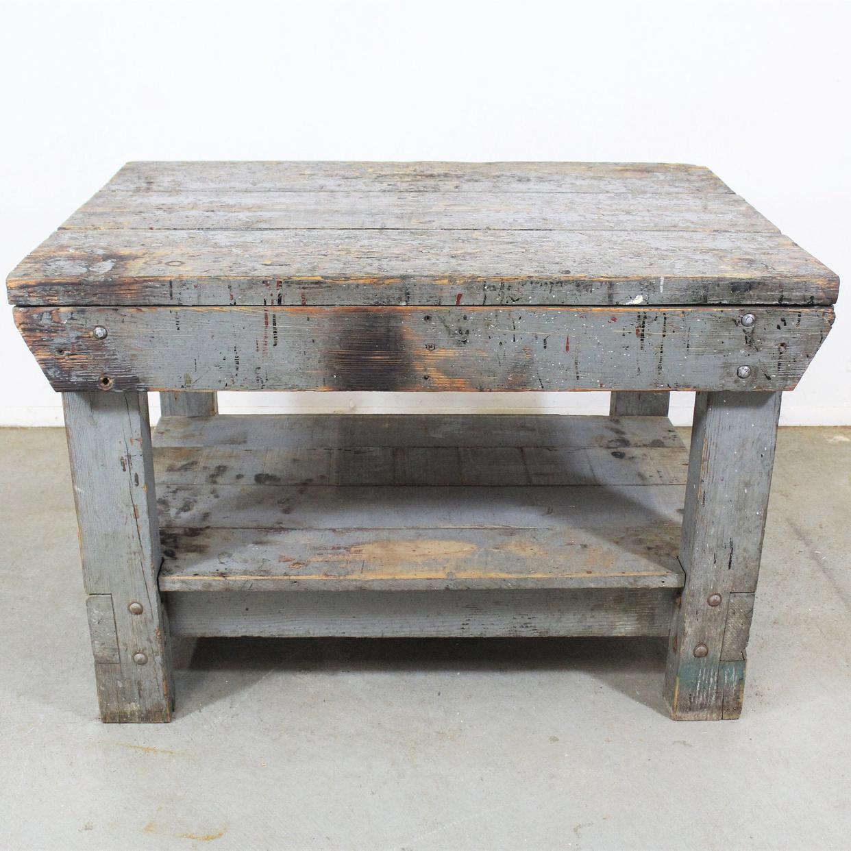 Vintage/Antique Industrial Primitive Workbench Table/Island, circa 1930 ...