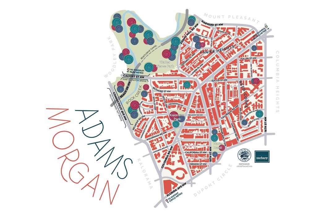 Adams Morgan Washington DC Neigbhorhood Map 11x17 in decorative map ...