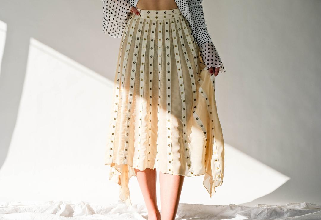 Vintage ZAC POSEN Cream Silk Asymmetrical Skirt w/ Brass Snap | The ...