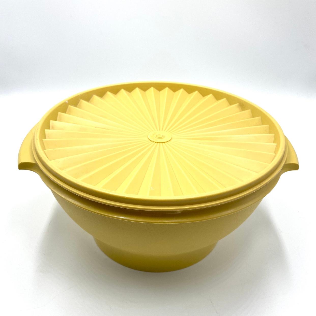 Vintage Tupperware, Mustard Yellow, Large Servalier Container, Salad ...