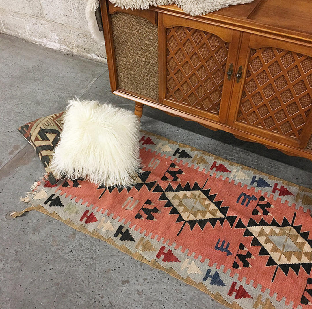 Vintage Southwestern Rug 1980s Retro Size 70x33 Large Rectangular Coral ...