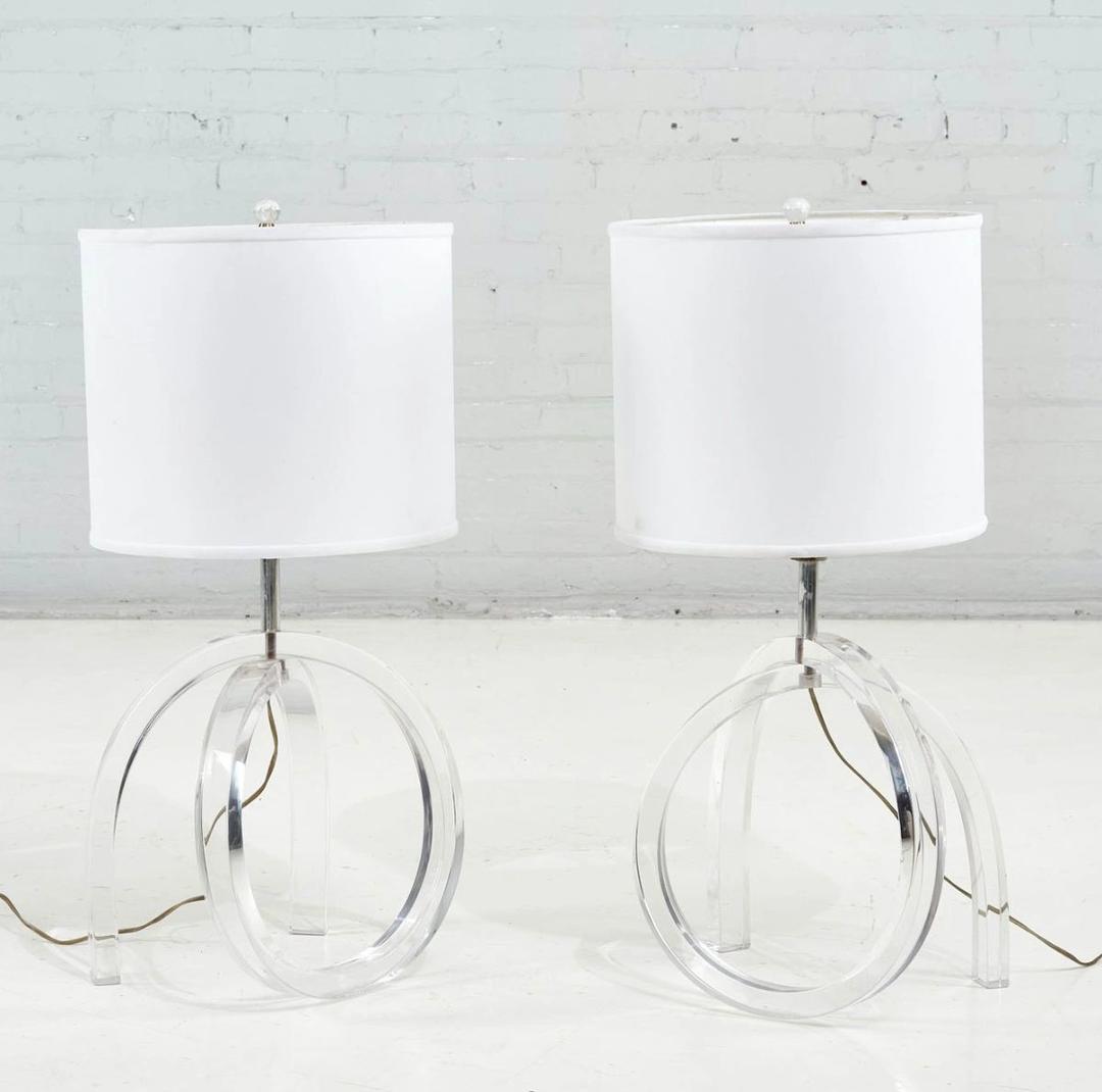 Pair Lucite Pretzel Table Lamps Herb Ritts Astrolite, 1960 | Modern ...