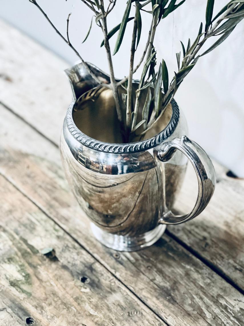Vintage Oneida Fiesta Silver Pitcher | Tarnished Silver | Water Pitcher ...