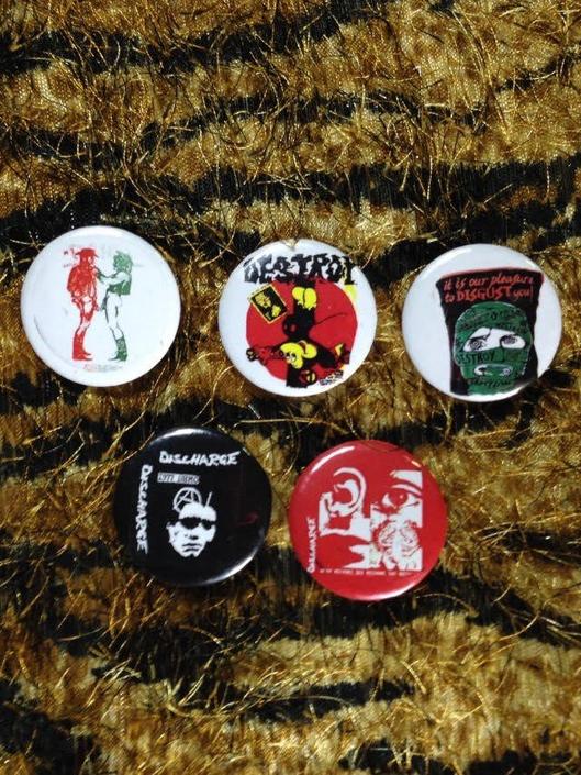 Seditionaries & Discharge Punk pinback button badge lapel pin set by ...