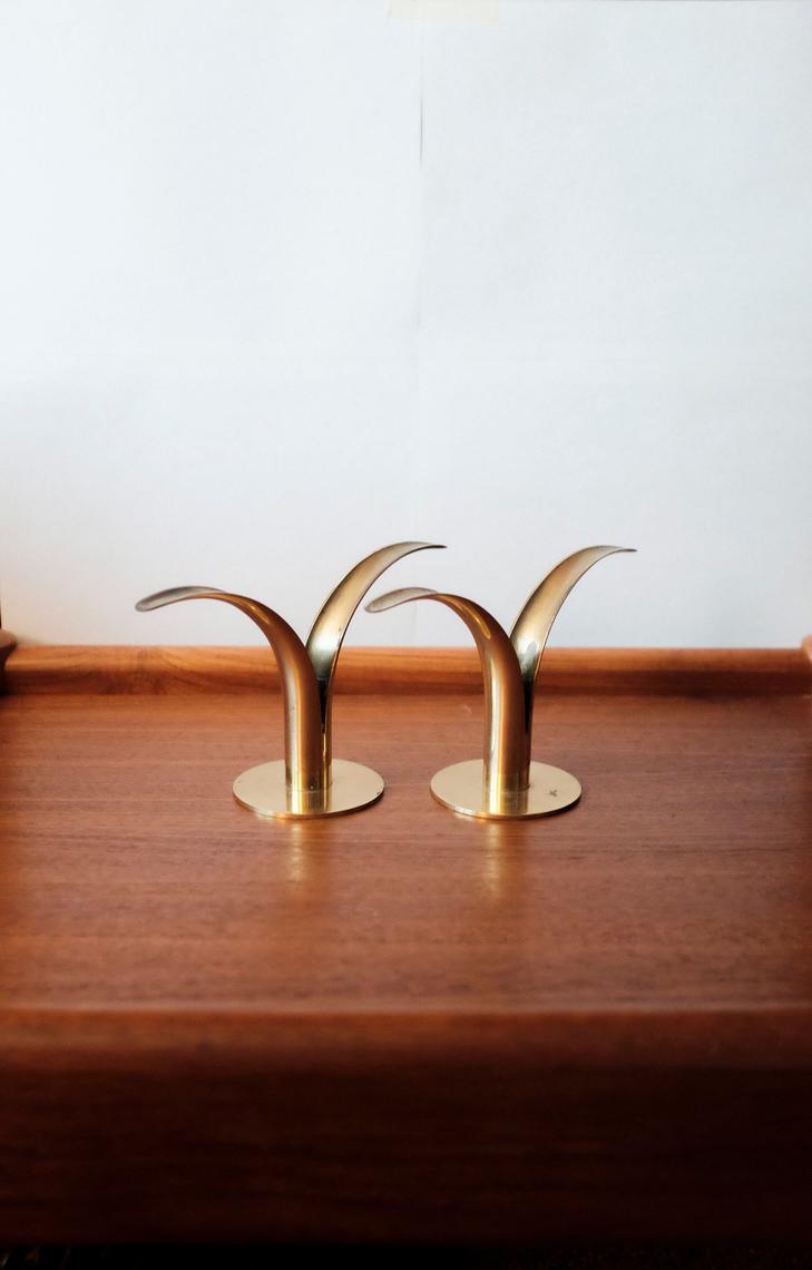 Mid Century Brass Ystad Lily Candle Holders / Ibe Ronst - | Microscope ...