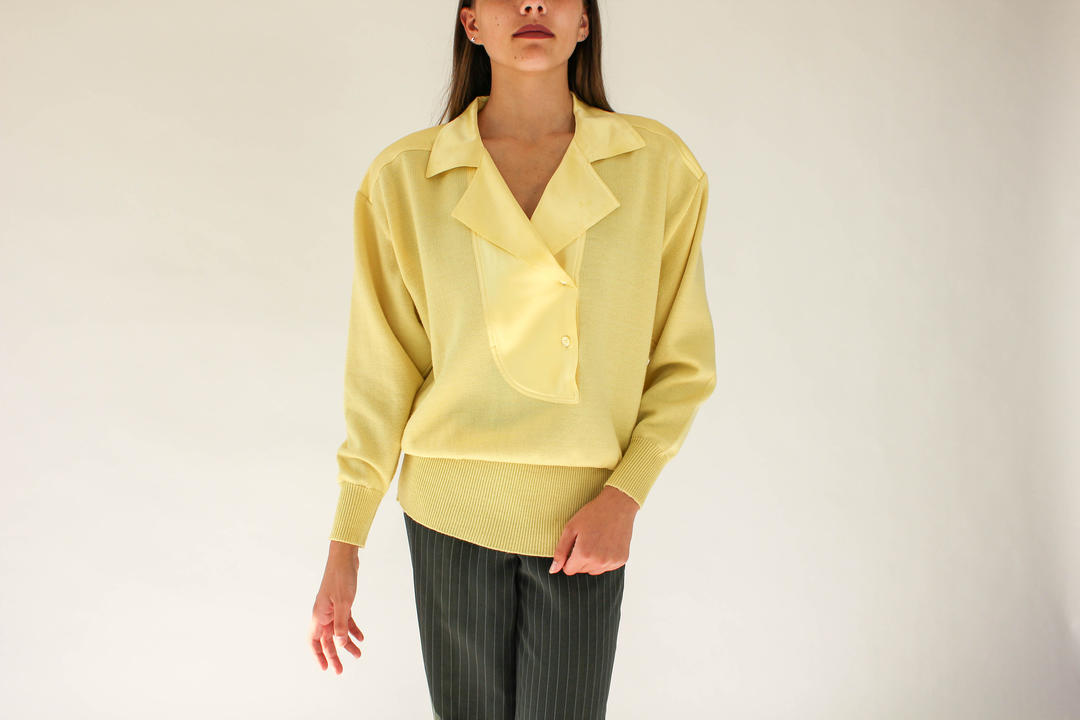 Vintage 80s Escada for Neiman Marcus Light Yellow Wool & Silk | The ...