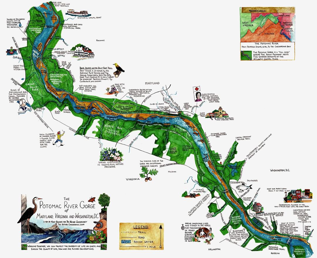 Map of the Potomac River Gorge, 16"x20" | Mary Belcher | Washington, DC