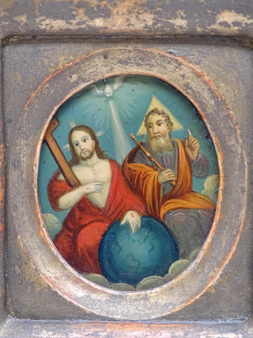 Antique 1800's Holy Trinity Miniature Portrait Original Oil Painting on ...