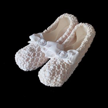 RARE Burial Shoes / 1940s Cream Crepe Funeral Death Slippers ...