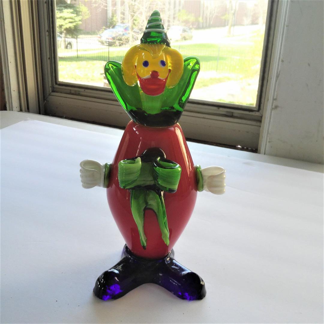 VINTAGE Murano Blown Glass Clown, Hand Blown Art Glass Collectible. | 3 ...