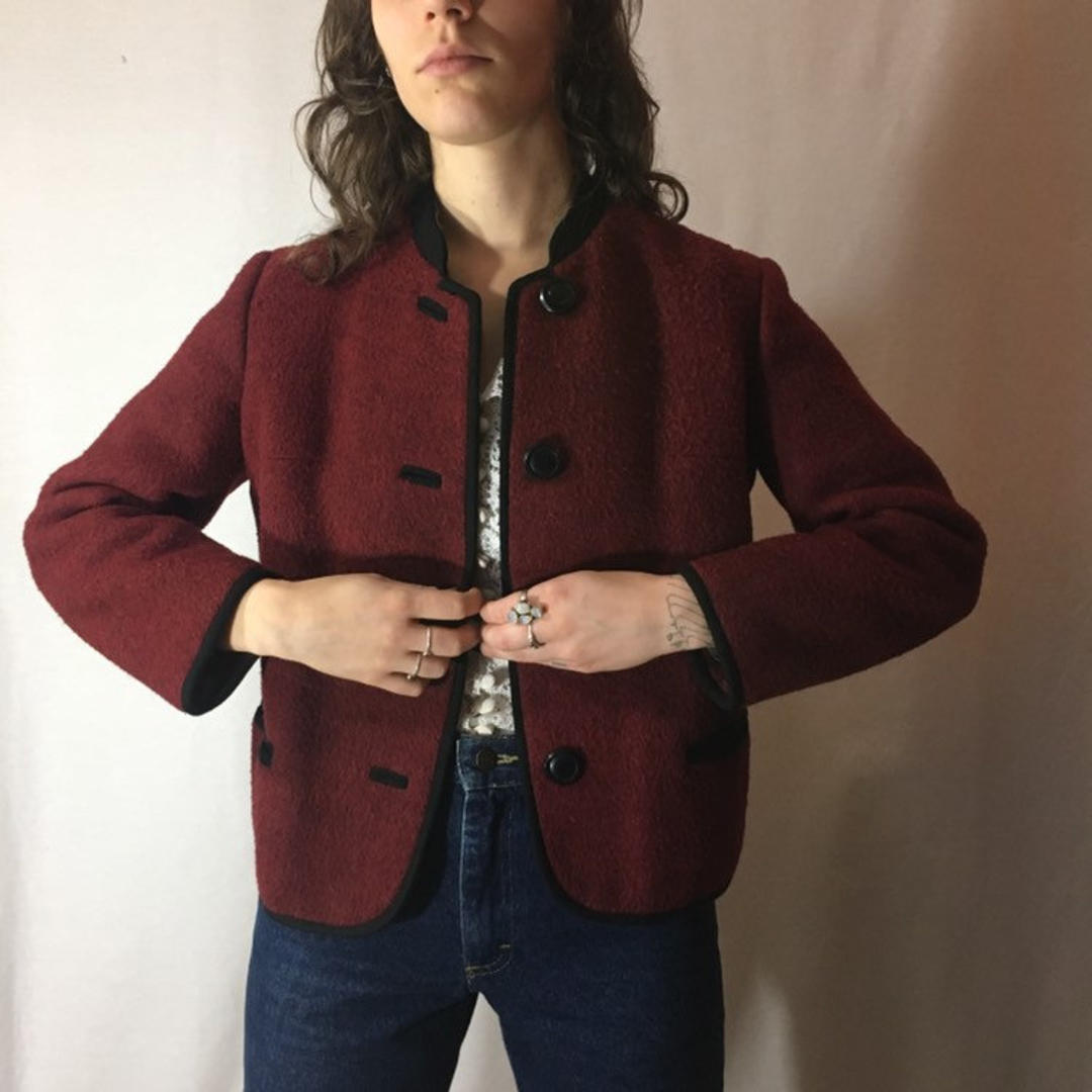 Vintage 60s/70s Austrian Wool Jacket | Deep Red Boiled Wool | Noisy Eye ...