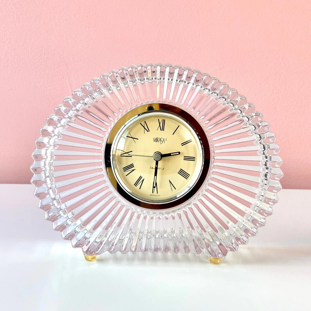 Large Mikasa Crystal Desk/Mantle Clock | Barela Vintage | New York, NY