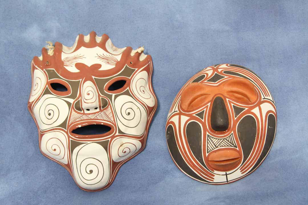 Lot of Vintage Venezuelan Plaster Clay Painted Masks, South American ...