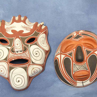 Lot of Vintage Venezuelan Plaster Clay Painted Masks, | Vintage ...