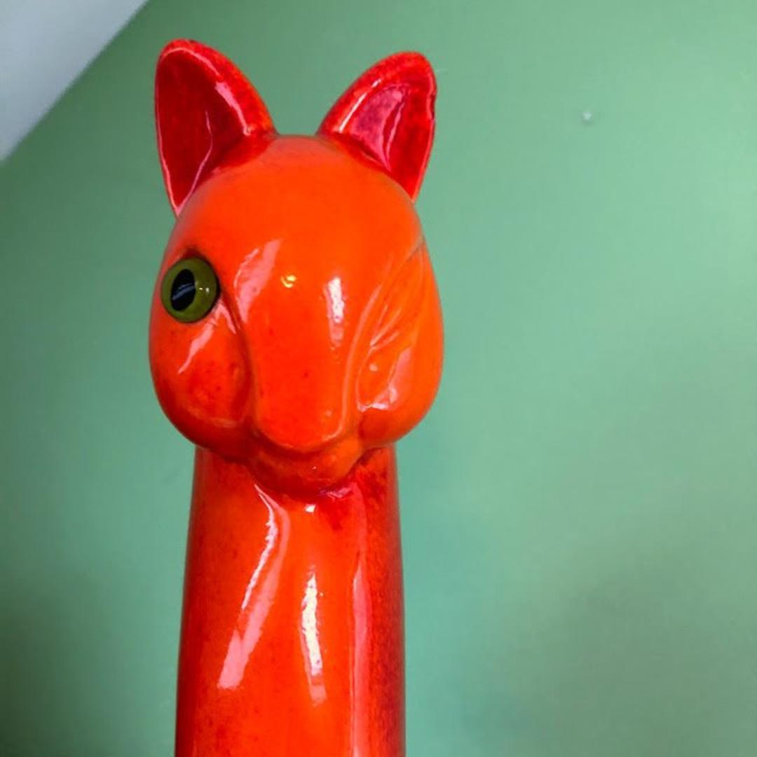 Rare Royal Haeger Bright Orange Winking Cat Tall Ceramic Statue | Retro ...